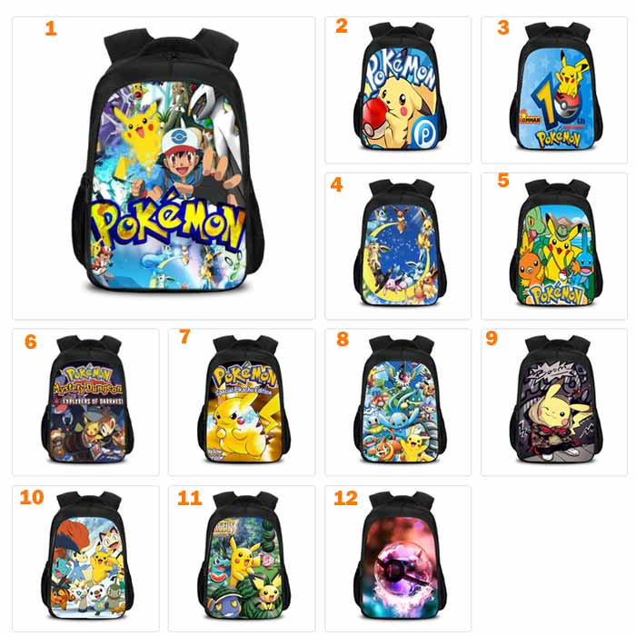 Black Anime Cartoon Pokemon Casual Backpack Oxford School Bags – Abox.nz